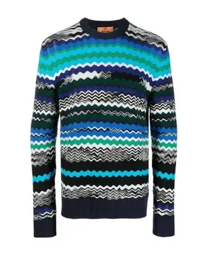Missoni Zig-zag Woven Crewneck Knitted Jumper - Black