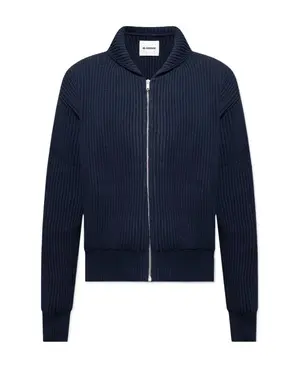 JIL SANDER Ribbed Zip-up Cardigan - Black