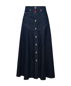 Kenzo Long Flared Denim Skirt