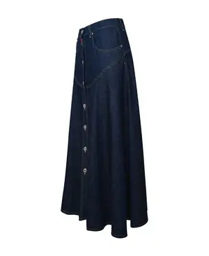 Kenzo Long Flared Denim Skirt