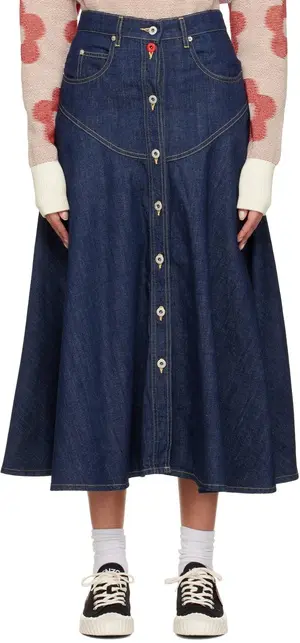 Kenzo Long Flared Denim Skirt