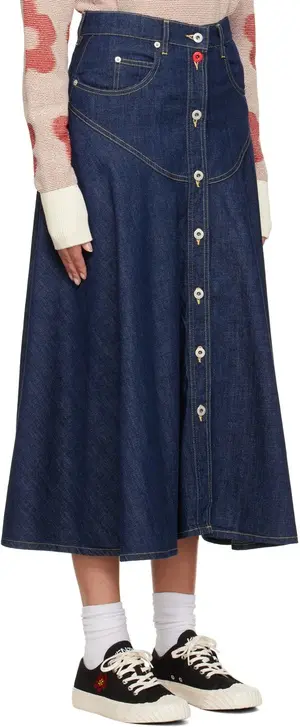Kenzo Long Flared Denim Skirt