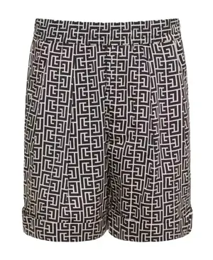 Balmain Monogram-print Bermuda Shorts - Black