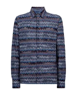 Missoni Chevron Printed Long-sleeved Shirt - Blue