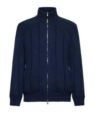 Brunello Cucinelli Zip-up Ribbed-knit Jacket - No