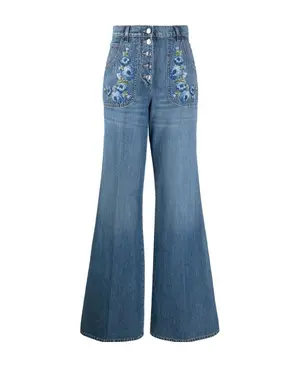 Etro Washed Wide Leg Denim Jeans