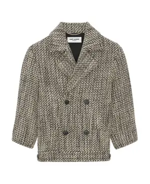 SAINT LAURENT Double-breasted Coat In Tweed