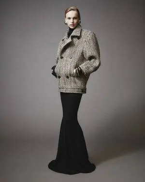 Saint Laurent Double-breasted Coat In Tweed