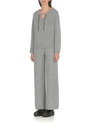 Fabiana Filippi Sequin-embellished Wide-leg Knitted Trousers - Gray