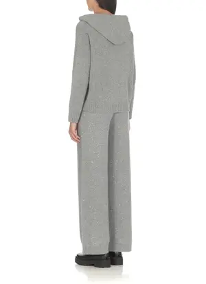 Fabiana Filippi Sequin-embellished Wide-leg Knitted Trousers - Gray
