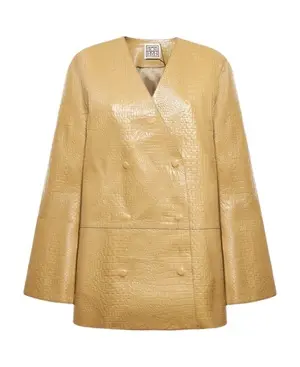 TOTEME Crocodile-embossed Single-breasted Blazer - Nude