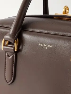 Balenciaga Le 7 Bowling Full-grain Leather Shoulder Bag - Brown