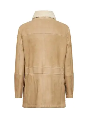 Brunello Cucinelli Shearling Collar Double-breasted Coat