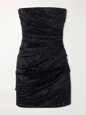 Alex Perry Gathered Leopard-print Lace Bustier Mini Dress