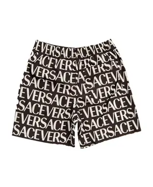 Versace Teen Repeated Logo-print Swim Shorts