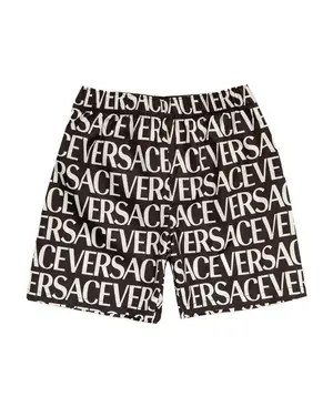 Versace Teen Repeated Logo-print Swim Shorts