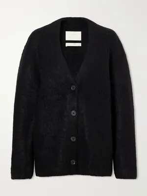 LAUREN MANOOGIAN Brushed Alpaca, Pima Cotton And Merino Wool-blend Cardigan - Black