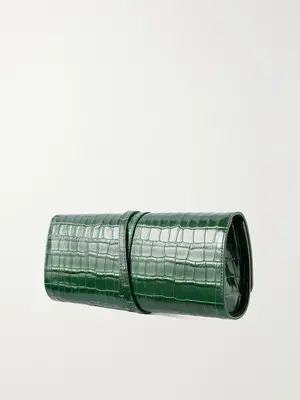 LIFFNER Belted Croc-effect Leather Clutch - Green