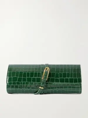 LIFFNER Belted Croc-effect Leather Clutch