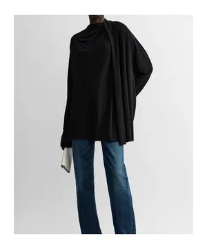 TOTEME Asymmetric Draped Blouse - Black
