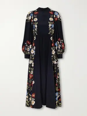 Sea Ruwa Floral-embroidered Jacquard Midi Dress