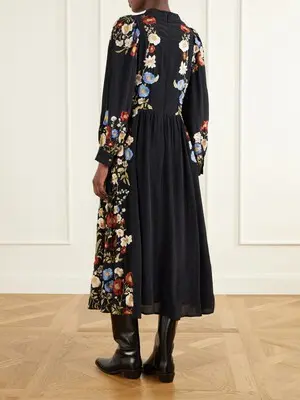 Sea Ruwa Floral-embroidered Jacquard Midi Dress