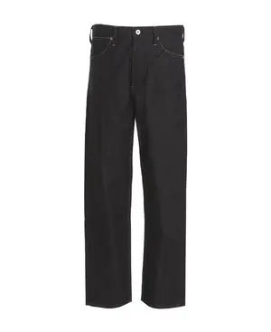 JIL SANDER Logo Patch Straight Leg Jeans - Black