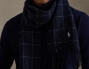Polo Ralph Lauren Check Embroidered Scarf - Hunter Navy