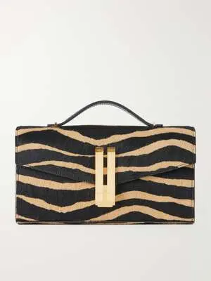 DEMELLIER The Vancouver Zebra-effect Calf-hair Clutch - Zebra Print