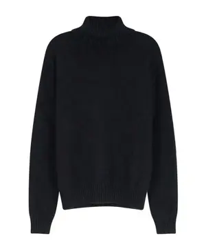 AMI Paris High Neck Knitted Jumper - Black
