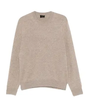 Brioni Long Sleeved Crewneck Jumper - Light Brown