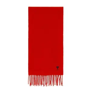 AMI Paris De Coeur Wool Scarf - Red