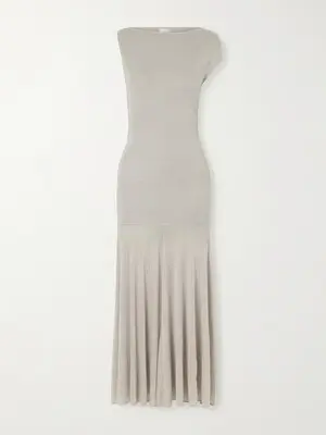 ST. AGNI Ribbed Tencel™ Lyocell-blend Jersey Maxi Dress - Neutrals