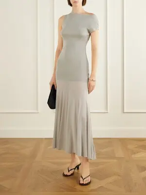 ST. AGNI Ribbed Tencel™ Lyocell-blend Jersey Maxi Dress - Neutrals