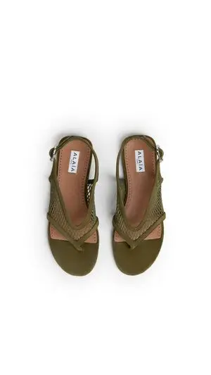 Alaïa Fishnet Flat Sandals - Green