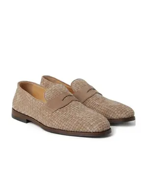 Brunello Cucinelli Woven Suede Loafers