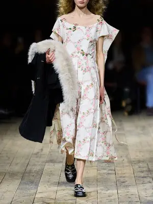 Simone Rocha Bead-embellished Pleated Floral-printed Taffeta Midi Dress