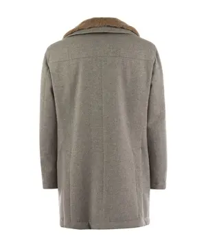 Brunello Cucinelli Shearling Collar Single-breasted Coat