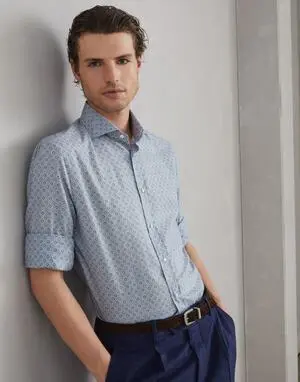 Brunello Cucinelli Geometric-pattern Cotton Shirt