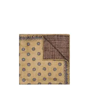 Brunello Cucinelli Geometric-printed Finished Edge Pocket Square - Nude