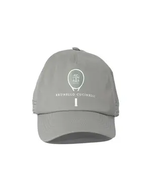 Brunello Cucinelli Logo Printed Curved Hem Baseball Cap - Grey