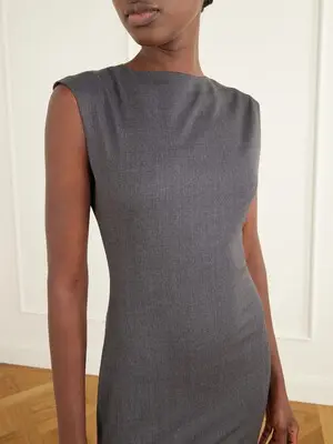 Jacquemus La Robe Alba Ruched-detail Drill Midi Dress - Gray
