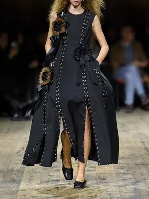 Simone Rocha Embellished Twill Midi Dress
