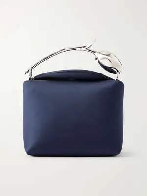 Erdem Mini Bloom Satin Bag - Navy