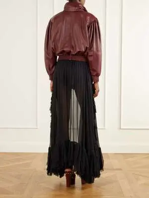 Chloé Scarf-detail Leather Jacket