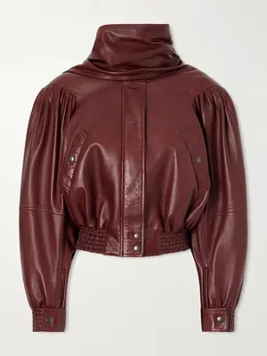 Chloé Scarf-detail Leather Jacket - Burgundy