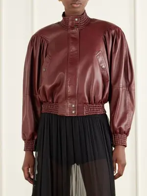 Chloé Scarf-detail Leather Jacket - Burgundy