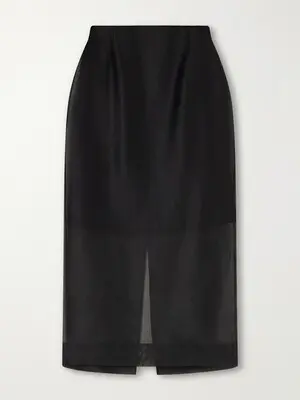 Carolina Herrera Silk-organza Midi Skirt - Black