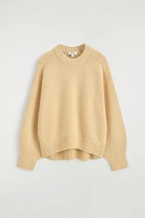 Cos Rounded Wool Crew-neck Sweater - Yellow