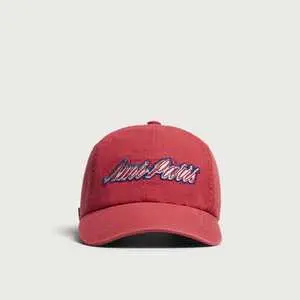 AMI Paris Washed Cotton Embroidered Cap - Ruby Red Lava